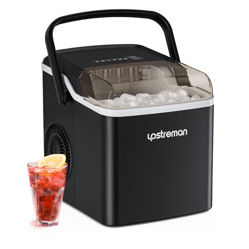 Upstreman Y90 Countertop Ice Maker, Self-Cleaning Ice Cube Maker Machine, Max 26Lbs/Day, 9 Ice Cubes Ready in 6 Mins, Portable Bullet Ice Maker for Home, Kitchen, Office, Party