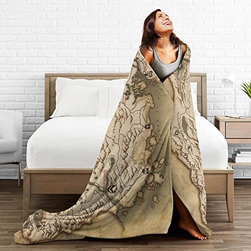 Map Fleece Blanket Ultra-Soft Micro Blankets for Couch Bed Beach Camping Or Travel Soft and Warm Throw Blanket (80"x 60") Queen-Size for Adults Man Women