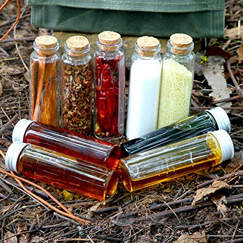 Ivyoiux Spice Jar with Storage Bag Food Seasoning Bottle Salt/Sugar Holder Jar Gadget for Outdoor Camping Picnic 9Pcs Green
