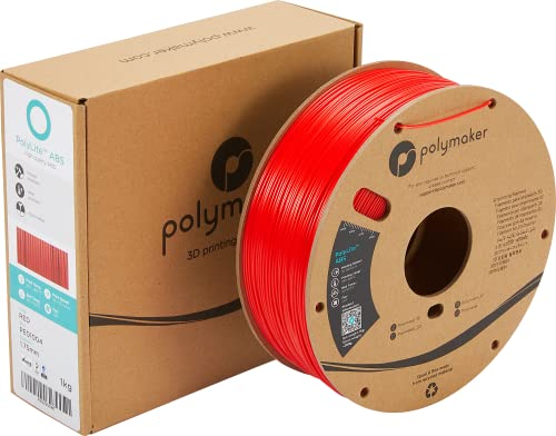 Polymaker ABS Filament 1.75mm Red, ABS 3D Printer Filament 1.75mm Heat Resistant Filament 1kg - PolyLite Red ABS 3D Printing Filament 1.75mm, Strong & Durable