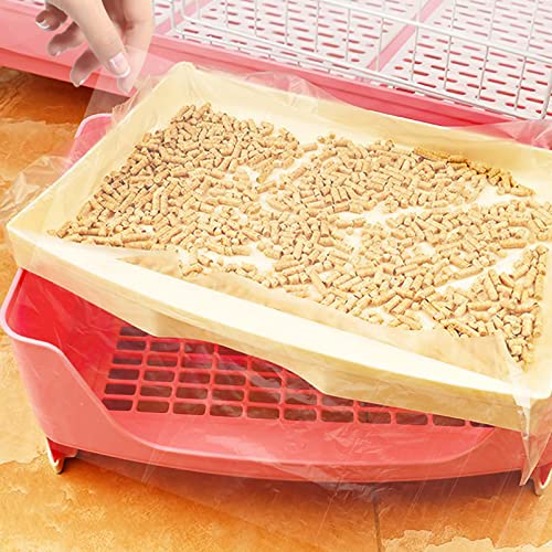 TEHAUX Disposable Rabbit Cage Liner, Plastic Bunny Cage Mat Film to Replace Diapers Suitable for Most Rabbit, Hamster, Guinea Pigs& All Small Animals- 100 PCS Universal Toilet Film- Size S