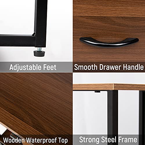 CONNOO Fabric Dresser with 4 Drawers and 2 Side Shelf, Lightweight Industrial Storage Unit Organizer for Entryway, Bedroom, Nightstand, Office, Kitchen