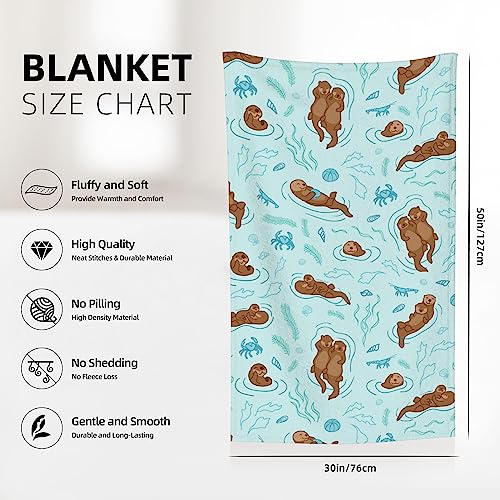LAKIMCT Otter Swimming Blanket for Couch Bed Throw Blanket, Aesthetic Decorative Blanket for Travel Camping Comfy Blanket, Full Size Blanket, 30x50 inch