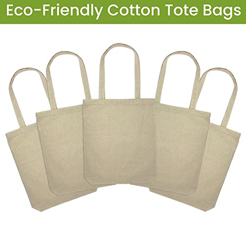 PALM NAKI 100% Cotton Tote Bag Reusable Cloth Bag, Lightweight Cotton Shopping Bag, Versatile Cotton Tote Bag (12 Pack)