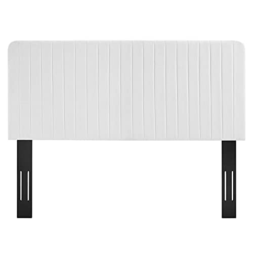 Modway Milenna Channel Tufted Fabric Headboard, Full/Queen, White
