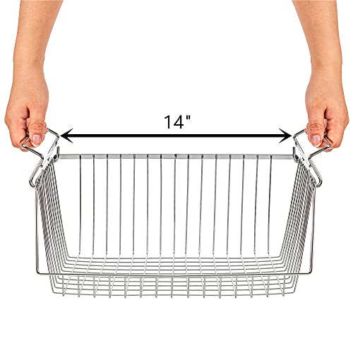 SANNO 14" Large Bin Baskets Stacking Farmhouse Baskets Wire Storage Baskets Organization Farmhouse Scoop Baksket for Pantry, Kitchen, Closets, Bathroom, Cabinets, Kitchen, Set of 3