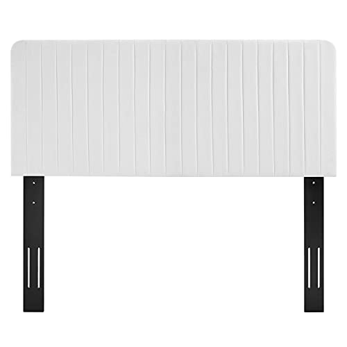 Modway Milenna Channel Tufted Fabric Headboard, Full/Queen, White