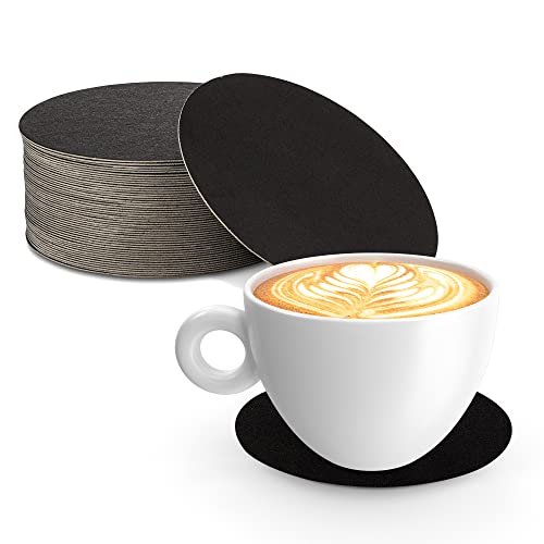Beautiful 4 inch Black Round Coasters for Protection Against Leaks and Spills by MT Products (50 Pieces)