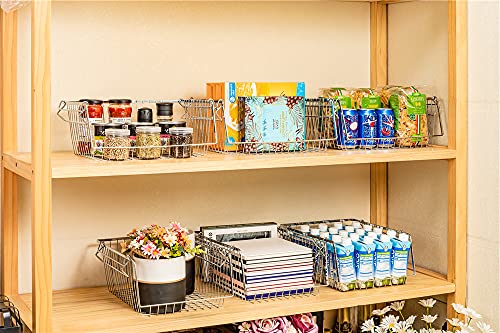SANNO 14" Large Bin Baskets Stacking Farmhouse Baskets Wire Storage Baskets Organization Farmhouse Scoop Baksket for Pantry, Kitchen, Closets, Bathroom, Cabinets, Kitchen, Set of 3