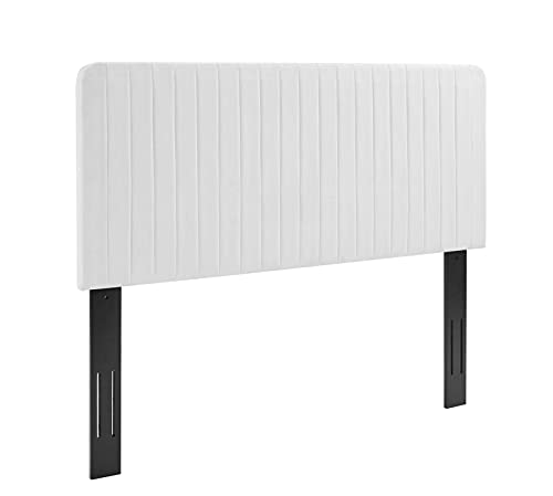 Modway Milenna Channel Tufted Fabric Headboard, Full/Queen, White
