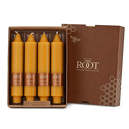 Root Candles Unscented Smooth Collenette 7-Inch Dinner Candles, Box of 4, Butterscotch