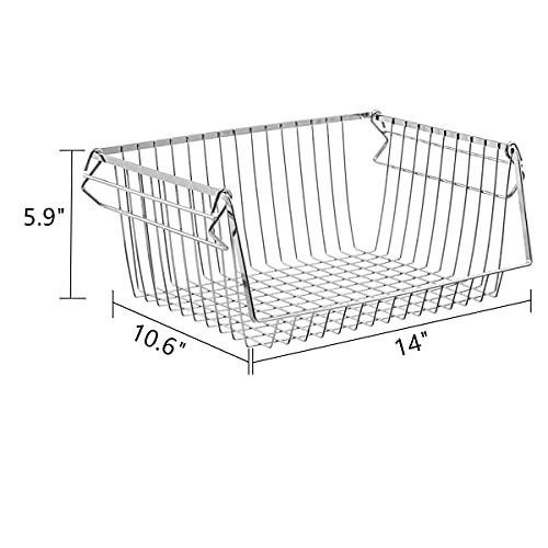 SANNO 14" Large Bin Baskets Stacking Farmhouse Baskets Wire Storage Baskets Organization Farmhouse Scoop Baksket for Pantry, Kitchen, Closets, Bathroom, Cabinets, Kitchen, Set of 3