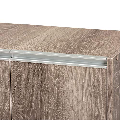 BOWERY HILL Contemporary 2 Door Shoe Cabinet, 12 Pairs Shoe Rack Storage Oranizer in Weathered Oak