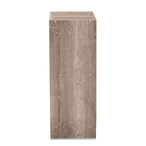 BOWERY HILL Contemporary 2 Door Shoe Cabinet, 12 Pairs Shoe Rack Storage Oranizer in Weathered Oak