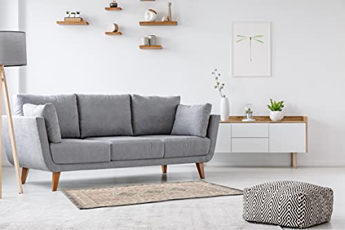 French Connection – Stonewash Rug | Cherokee Strawberry Style | Modern Boho Home Décor | Rectangle Accent Area Rug | 100% Cotton | Measures 2'4 x 4 | Blush