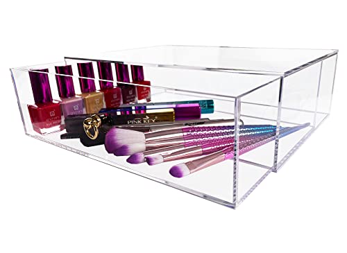 Creative Planet Acrylic Drawer Organizer Storage Drawers for Jewelry Makeup Hair Accessories Cosmetics Sunglasses Toiletries by Creative Planet Thoughtful Gift for Women, Girls (Transparent)