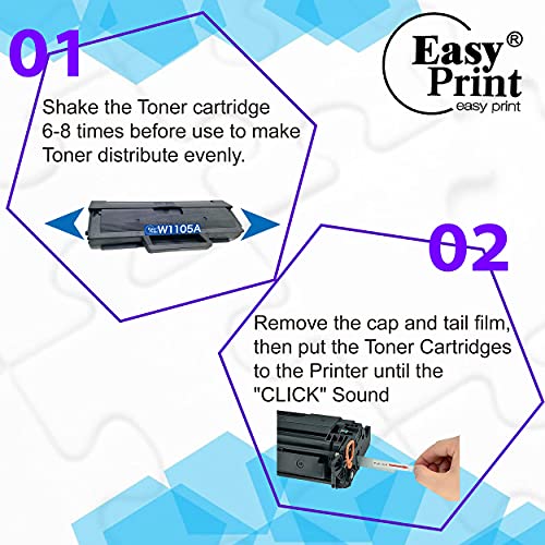EASYPRINT Compatible 105A W1105A Toner Cartridge Replacement for MFP135a MFP135w MFP137fnw 107a 107w, (3X Black)