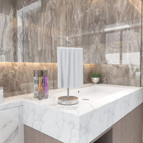 ROLABAM Heavy Weighted Hand Towel Holder(with Crystal Ball) Standing Hand Towel Holder Total Height 15.7'' for Kitchen,Bathroom,Vanity,Classic Decorative Metal Hand Towel Stand,Polished Chrome