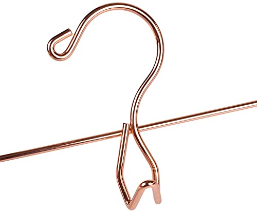 HUMIA 14 Inch Rose Gold Add-on Metal Pant Skirt Hangers 12 Pack, Multi Stackable Add on Copper Slacks Trouser Hangers with Adjustable Clips, Space Saving Hanger for Clothes (Rose Gold,12)