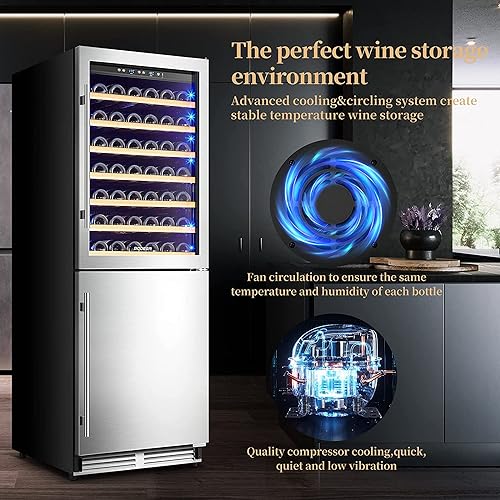 BODEGA 24 Inch Wine and Beverage Refrigerator Cooler,Dual Zone Wine Fridge with Memory Temperature Control 77 Bottles and 180 Cans,Built-In or Freestanding 2-in-1 Wine Cooler for Home Bar Kitchen