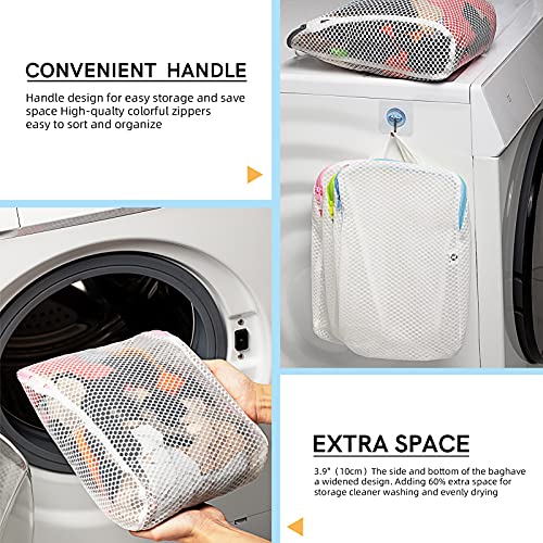COMLIFE Set of 2 Delicates Honeycomb Mesh Laundry Bag,Use YKK Zipper,with Handle, Extra Large Opening, Side Widening Design, Baby Products, Face Cleansing Pads,Socks, Fine Knitwear Mesh Wash Bags (Blue)