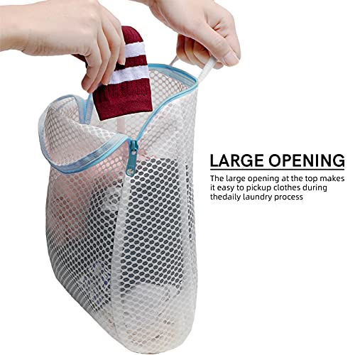 COMLIFE Set of 2 Delicates Honeycomb Mesh Laundry Bag,Use YKK Zipper,with Handle, Extra Large Opening, Side Widening Design, Baby Products, Face Cleansing Pads,Socks, Fine Knitwear Mesh Wash Bags (Blue)