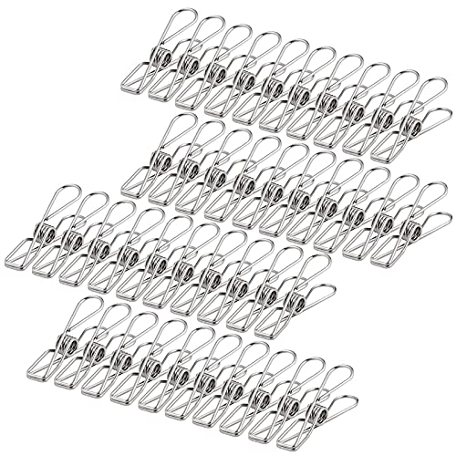40 Pack Stainless Steel Clothes Pins, Stainless Steel Laundry Hanging Clothesline Clips Clothes Pegs for Washing Line Clothes Pegs Strong Card Pegs Metal Clips Fabric Clips for Clothes, Paper Files