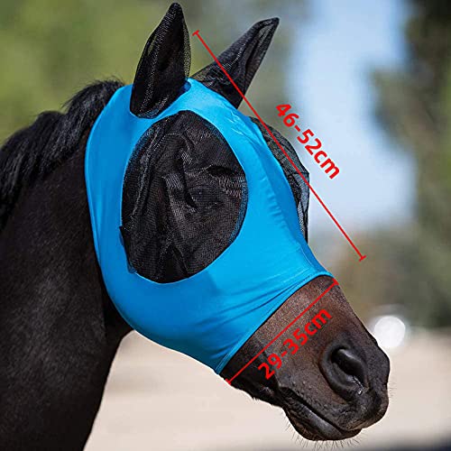 fadumnle Horse Mask, Horse Fly Mask,Horse Mask with Ears,Super Comfort Elasticity Fly Mask with UV Protection for Horse-Checker Board(Black, Blue)