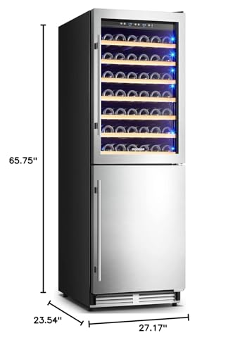 BODEGA 24 Inch Wine and Beverage Refrigerator Cooler,Dual Zone Wine Fridge with Memory Temperature Control 77 Bottles and 180 Cans,Built-In or Freestanding 2-in-1 Wine Cooler for Home Bar Kitchen