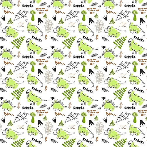 Stesha Party Green Dinosaur Wrapping Paper Birthday Gift - Folded 30 x 20 Inch (3 Sheets)