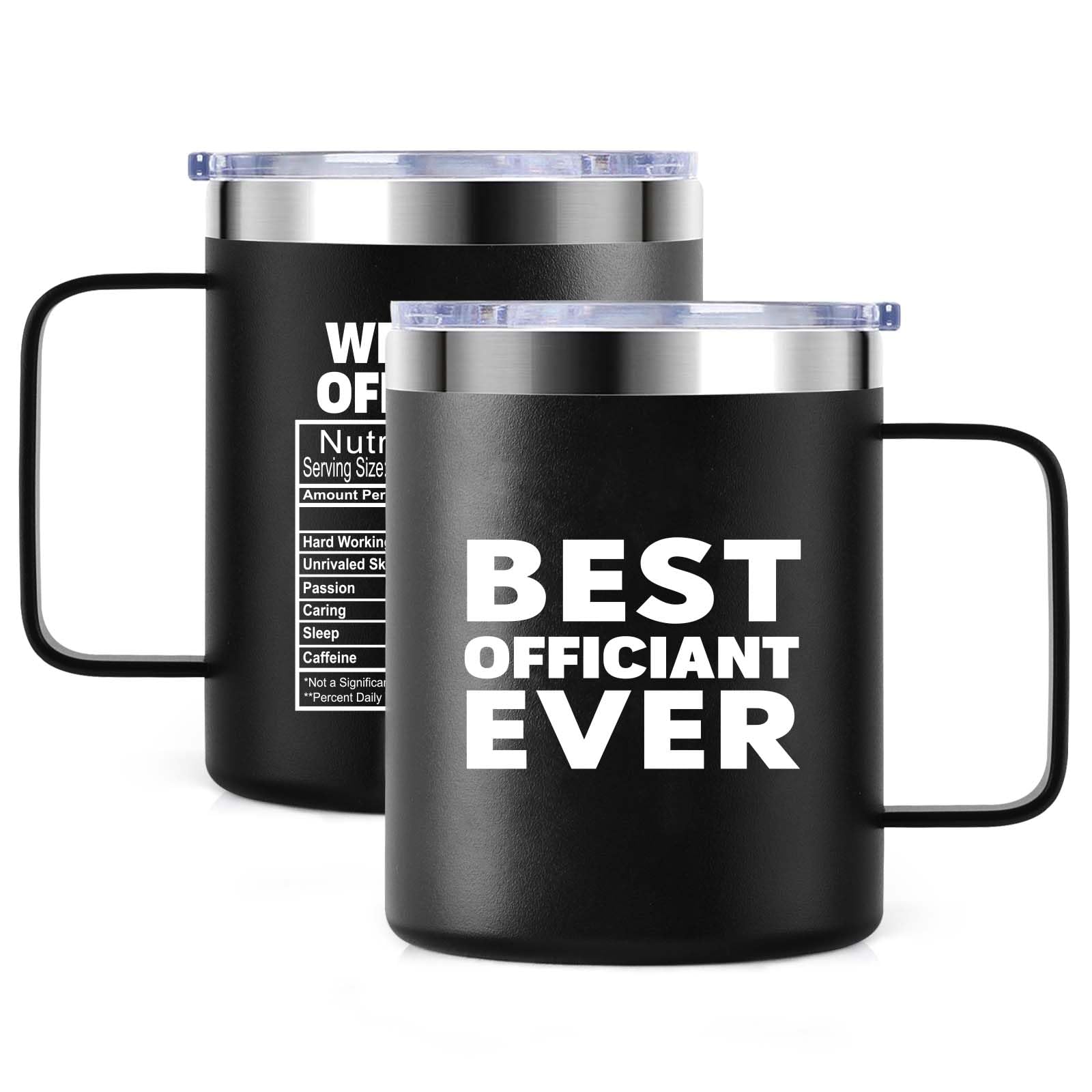Best Wedding Officiant from Bride Groom | Anniversary Wedding Officiant Gift Insulated Coffee Cup | 12oz with Handle and Lid 304 Stainless Steel Camping Travel Thermal Mugs - Black