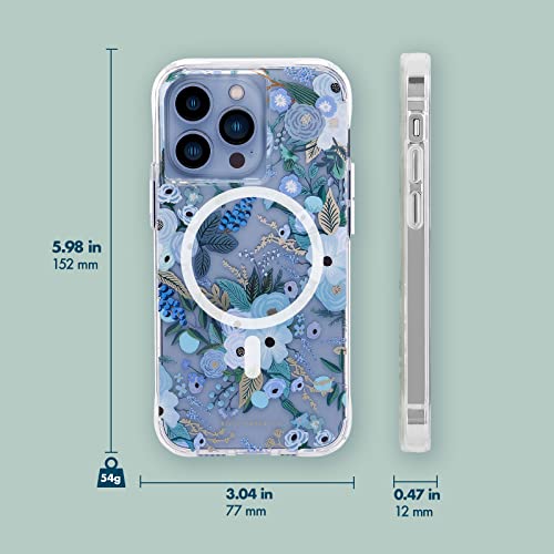 Rifle Paper Co. iPhone 13 Pro Case - 10ft Drop Protection - Compatible with MagSafe & Wireless Charging - Floral 6.1" Case for iPhone 13 Pro, Anti Scratch Shock Absorbing Materials - Garden Party Blue