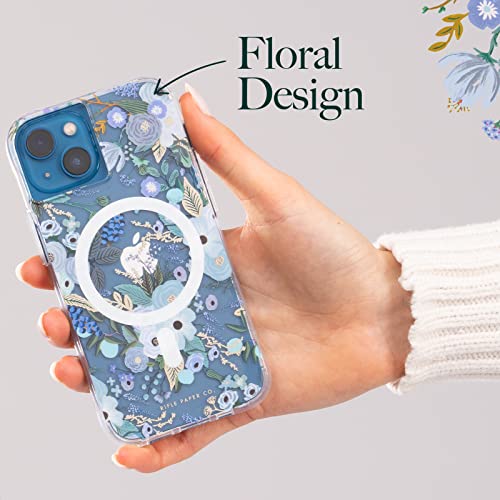 Rifle Paper Co. iPhone 13 Pro Case - 10ft Drop Protection - Compatible with MagSafe & Wireless Charging - Floral 6.1" Case for iPhone 13 Pro, Anti Scratch Shock Absorbing Materials - Garden Party Blue