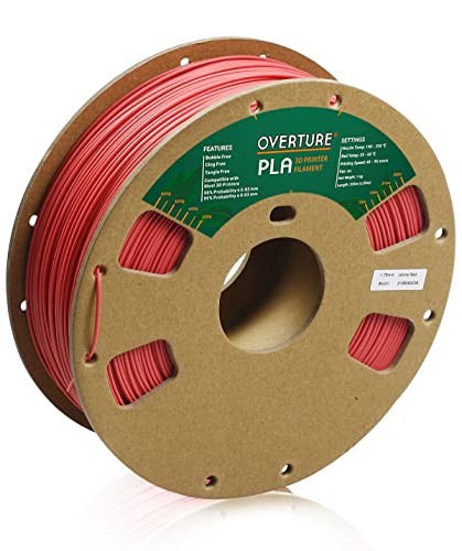 OVERTURE PLA Filament 1.75mm PLA 3D Printer Filament, 1kg Cardboard Spool (2.2lbs), Dimensional Accuracy +/- 0.03mm, Fit Most FDM Printer (Jeans Red)