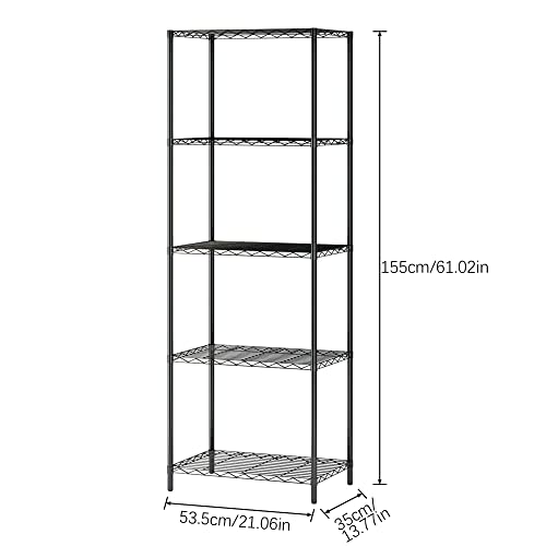 Petiture Storage Shelves, 5 Tier Kitchen Shelving Unit, Wire Shelving Rack, Metal Kitchen Shelves, Pantry Rack for Kitchen, Storage Racks for Pantry, Pantry Organization and Storage Shelving