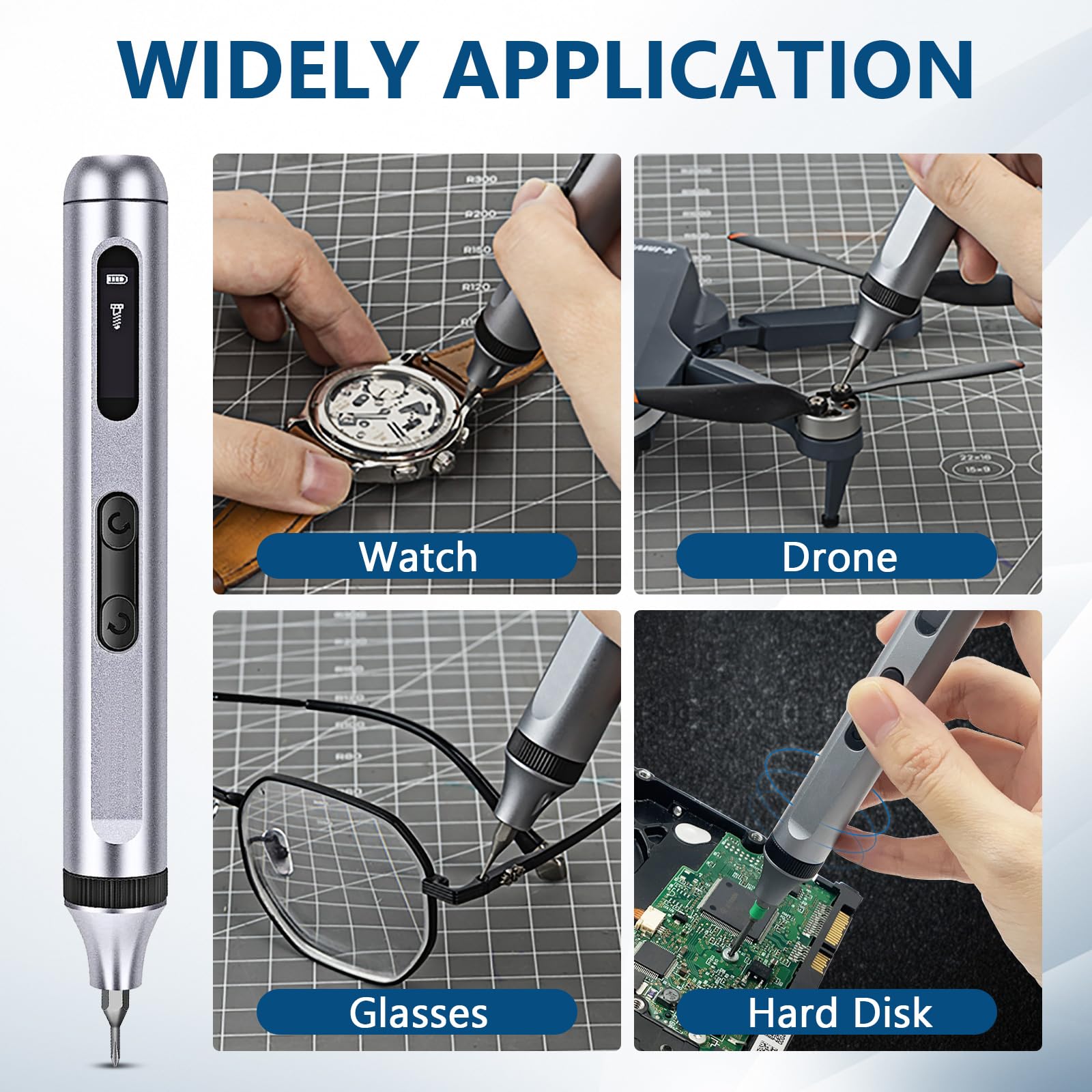 GuDoQi Precision Screwdriver Set 52 in 1, Cordless Rechargeable Mini Electric Screwdriver, LED Display, 48 Magnetic Bits, Power Screwdriver with 2 Lights, Portable Repair Tool Kit for Phone, Laptops