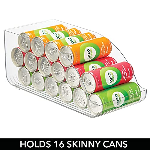 mDesign Compact Plastic Kitchen and Pantry Storage Organizer Bin for Tall Skinny Soda/Pop Cans - Kitchen, Pantry, Refrigerator - 4 Pack - Clear
