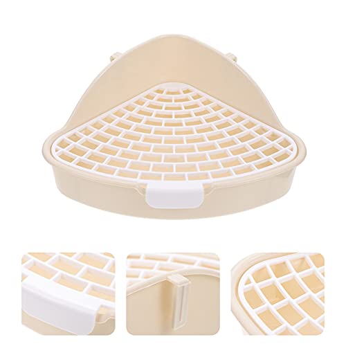 STOBOK Rabbit Litter Box Bunny Litter Box Pet Toilet Triangle Potty Trainer Corner Guinea Pig Litter Bedding Box Dustpan Broom for Chinchilla Ferret Drawf Hamster (White) Hamster Bedding