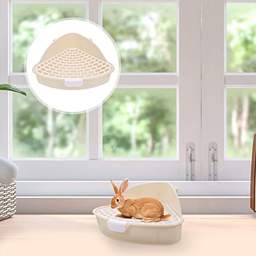 STOBOK Rabbit Litter Box Bunny Litter Box Pet Toilet Triangle Potty Trainer Corner Guinea Pig Litter Bedding Box Dustpan Broom for Chinchilla Ferret Drawf Hamster (White) Hamster Bedding