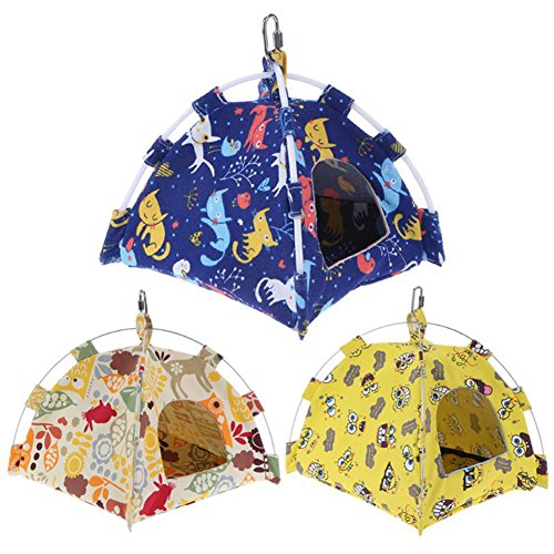 AIRUIFENG Winter Warm Bird Nest Tent Hanging Hammock Toy for Parakeet Cockatiel Cockatoo Conure Lovebird African Grey Amazon Macaw Eclectus Medium Large Parrot Cage Perch Stand (L)