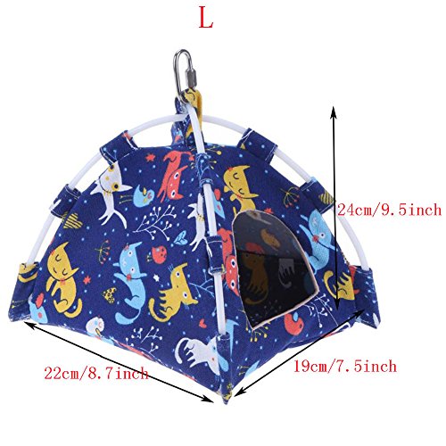 AIRUIFENG Winter Warm Bird Nest Tent Hanging Hammock Toy for Parakeet Cockatiel Cockatoo Conure Lovebird African Grey Amazon Macaw Eclectus Medium Large Parrot Cage Perch Stand (L)