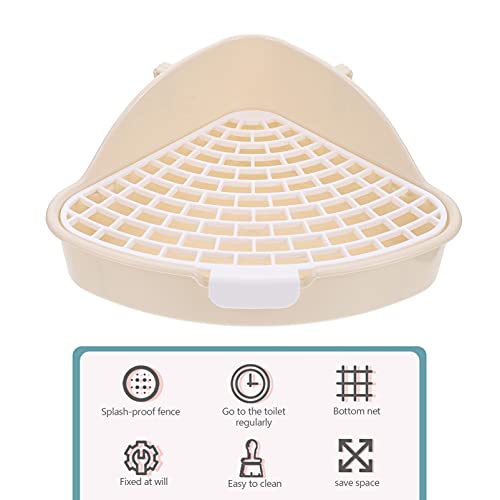 STOBOK Rabbit Litter Box Bunny Litter Box Pet Toilet Triangle Potty Trainer Corner Guinea Pig Litter Bedding Box Dustpan Broom for Chinchilla Ferret Drawf Hamster (White) Hamster Bedding