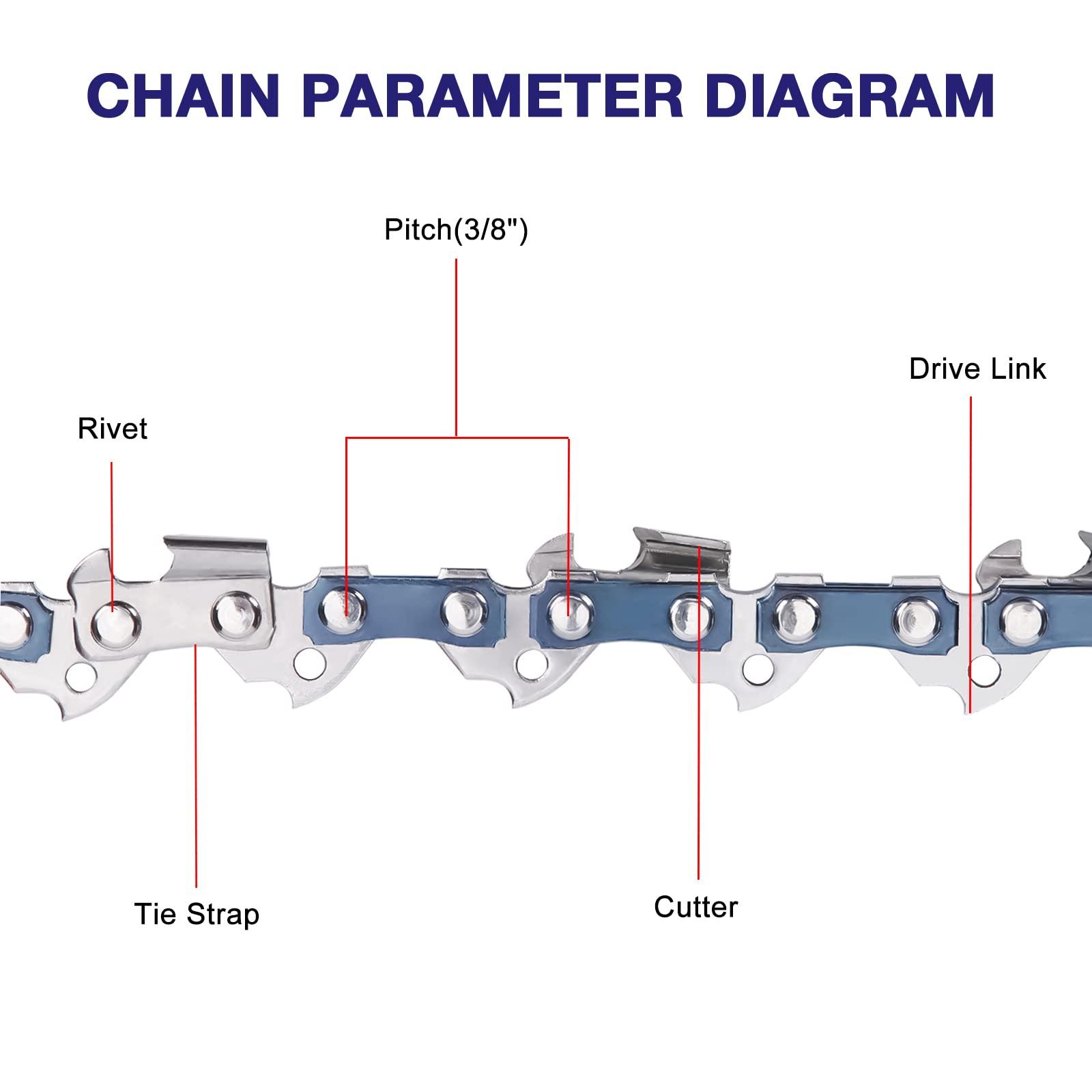4 Pack 16 Inch Chainsaw Chain for Stihl MS 170, MS 180 C - 3/8" LP Pitch, 043'' Gauge, 55 Drive Links