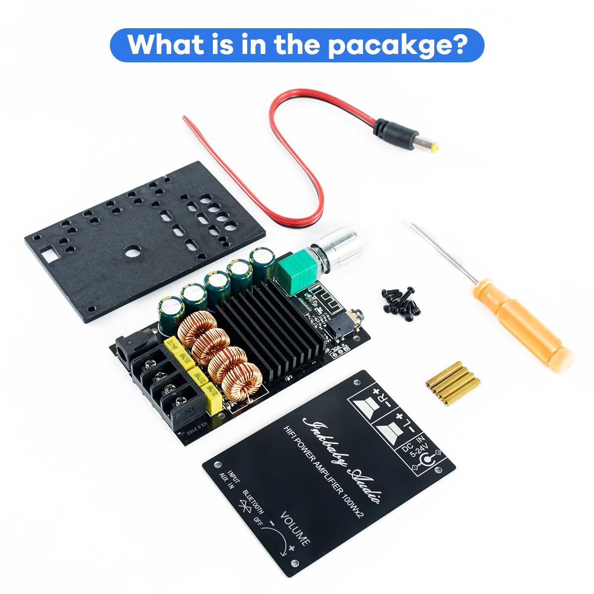 200W Bluetooth 5.0 Amplifier Board TPA3116D2 100W+100W Stereo Dual Channel Amp Board Audio Receiver for Home DIY Speakers