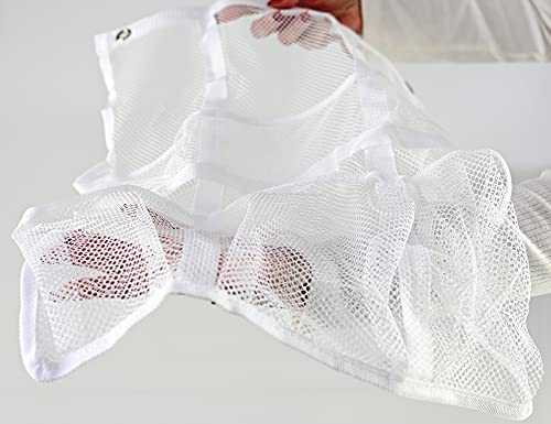 Home-X 6-Pocket Mesh Hanging Shower Caddy, Hang from Curtain Rods or Over the Door, Simple Bathroom Organizer for Soap, Shampoo, and More, 22" L x 15 ½” W, White
