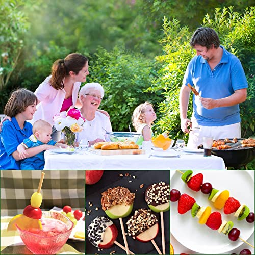 Natural Bamboo Skewers 6 Inch, Kids Friendly/True Semi Pointed, For Fruit Kabobs Kebab Swizzle Appetizer Chocolate Fountain Fondue BBQ, Wooden Sticks For Cake Pop, Lollipop, Size Choices 4.3β,8β,10β