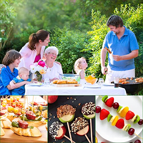 Natural Bamboo Skewers 6 Inch, Kids Friendly/True Semi Pointed, For Fruit Kabobs Kebab Swizzle Appetizer Chocolate Fountain Fondue BBQ, Wooden Sticks For Cake Pop, Lollipop, Size Choices 4.3β,8β,10β