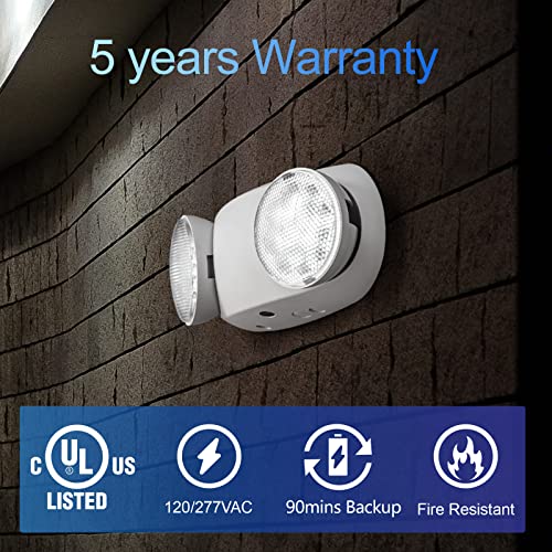 CM MZY Emergency Lights with Battery Backup,Commercial Emergency Light,Two Adjustable LED Light Head Emergency Lighting Fixtures,120-277V AC, UL Certified (2PCS)