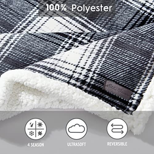 Eddie Bauer - Throw Blanket, Reversible Sherpa Fleece Bedding, Home Decor for All Seasons (Vail Plaid, Throw)