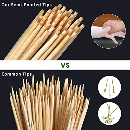 Natural Bamboo Skewers 6 Inch, Kids Friendly/True Semi Pointed, For Fruit Kabobs Kebab Swizzle Appetizer Chocolate Fountain Fondue BBQ, Wooden Sticks For Cake Pop, Lollipop, Size Choices 4.3β,8β,10β